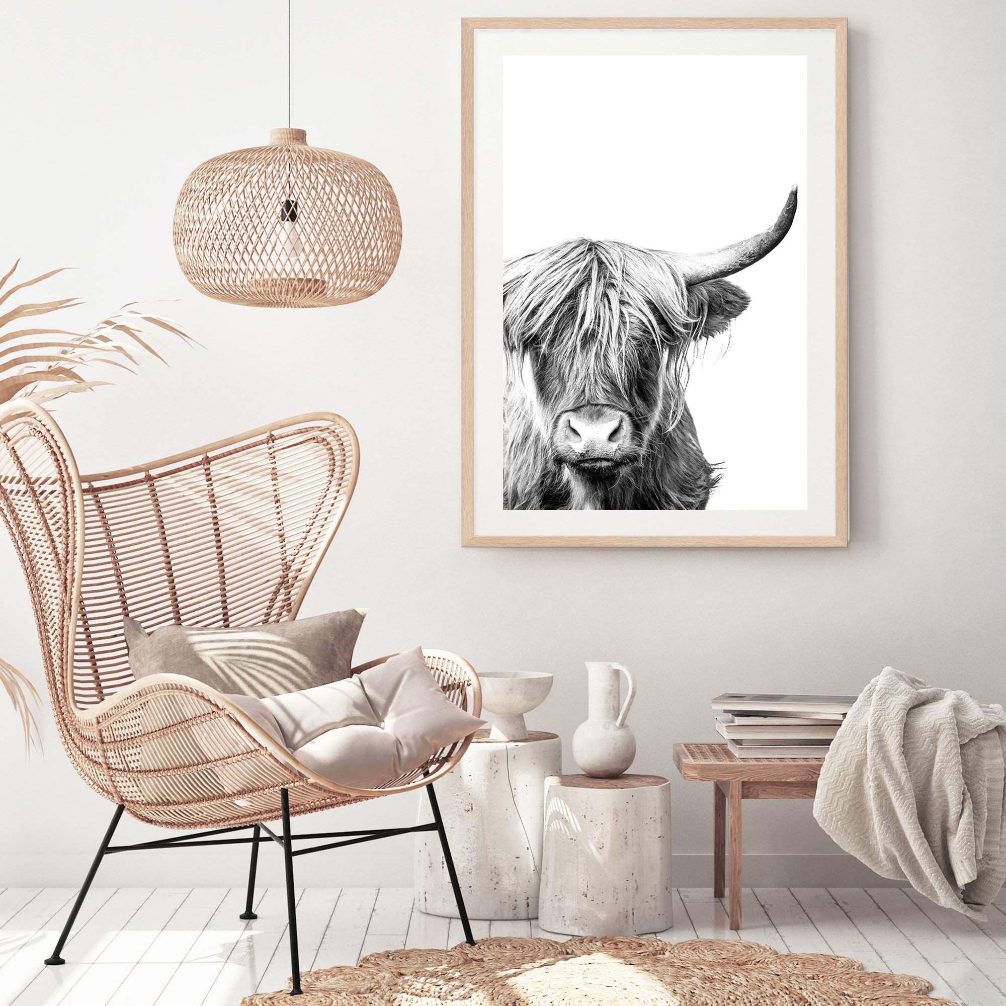 Harper The Highland Cow Portrait Art Print, Framed Wall Art & Canvas ...